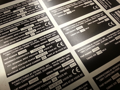 Compliance and Safety Plates | Etched